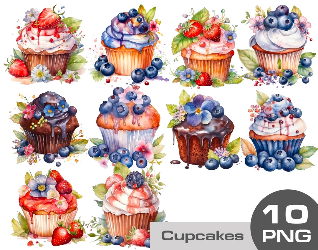 Watercolor Cupcake Png Clipart, Birthday Cupcakes Clipart, Sweet ...