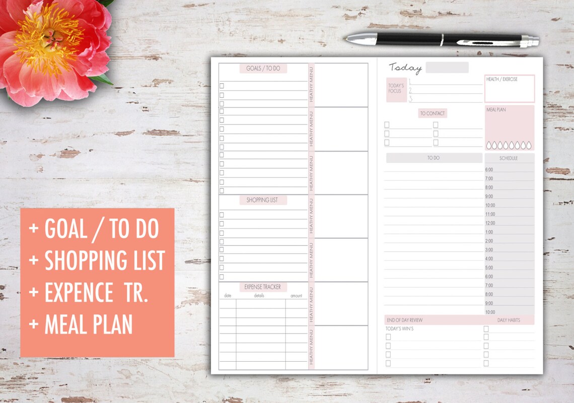 Daily Planner Inserts Planner Inserts MIDORI Insert TN - Etsy