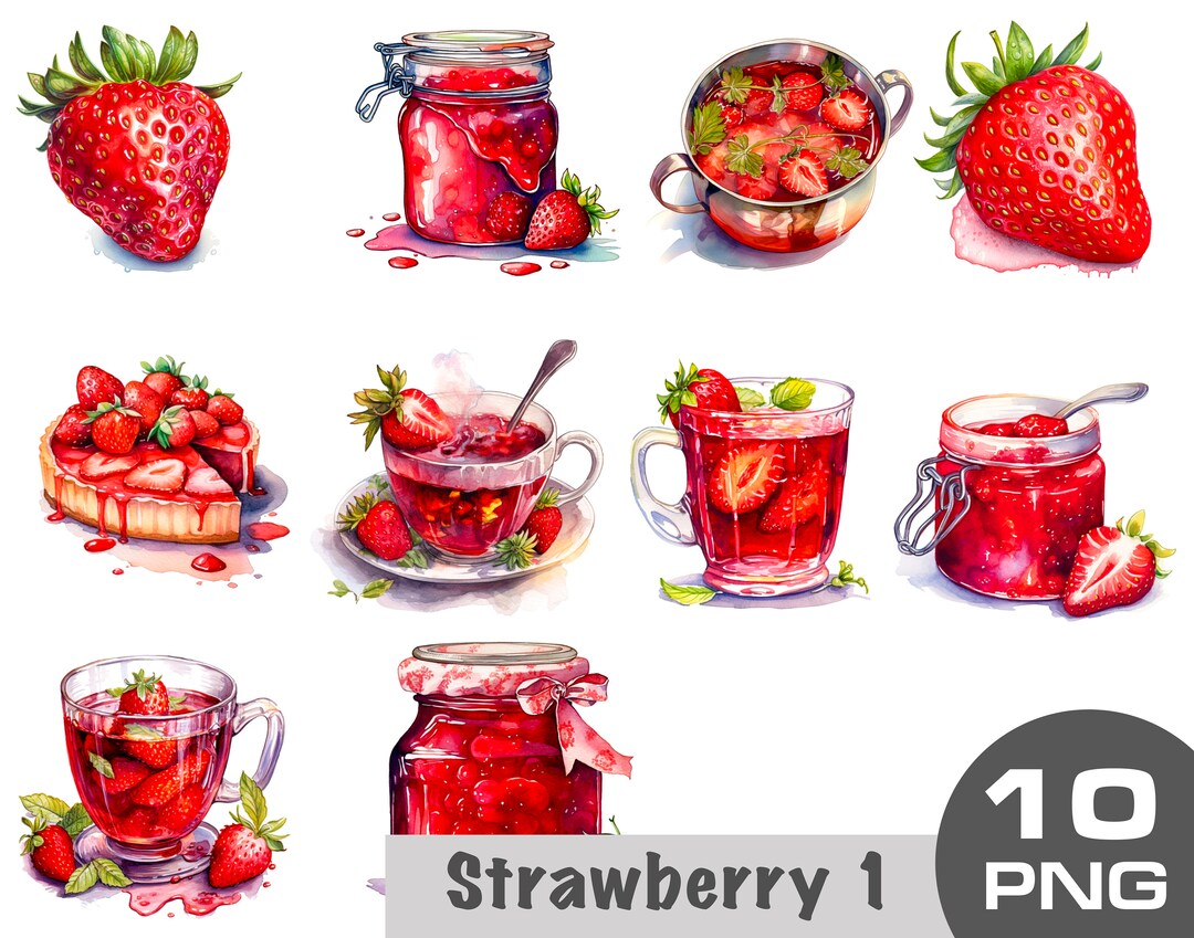Watercolor Strawberry Clipart Png, Strawberry Pie Clipart, Strawberry ...