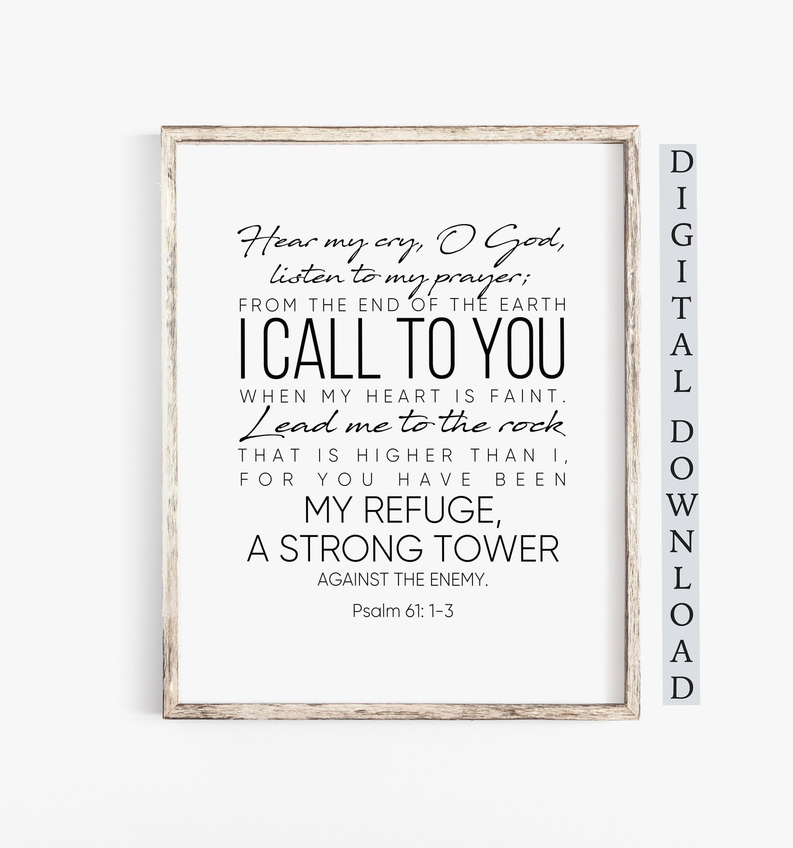 Psalm 61:1-3, Bible Verse Wall Art, Scripture Printable, Christian Home ...