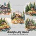 Watercolor Cabin in Forest Clipart, Watercolor Lake House in the Wood ...