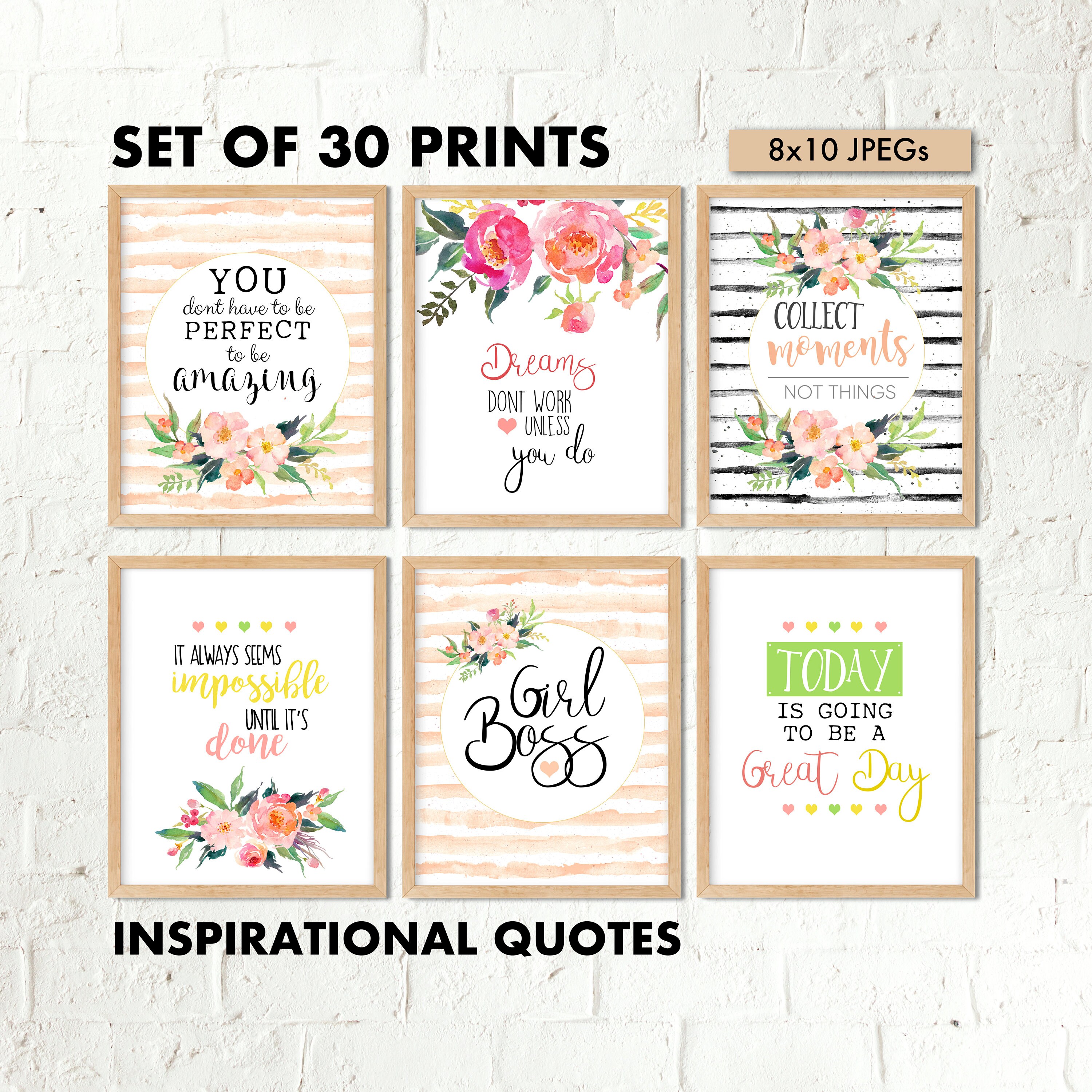 Inspirational Quotes Wall Art Set of 30 Prints Watercolor - Etsy