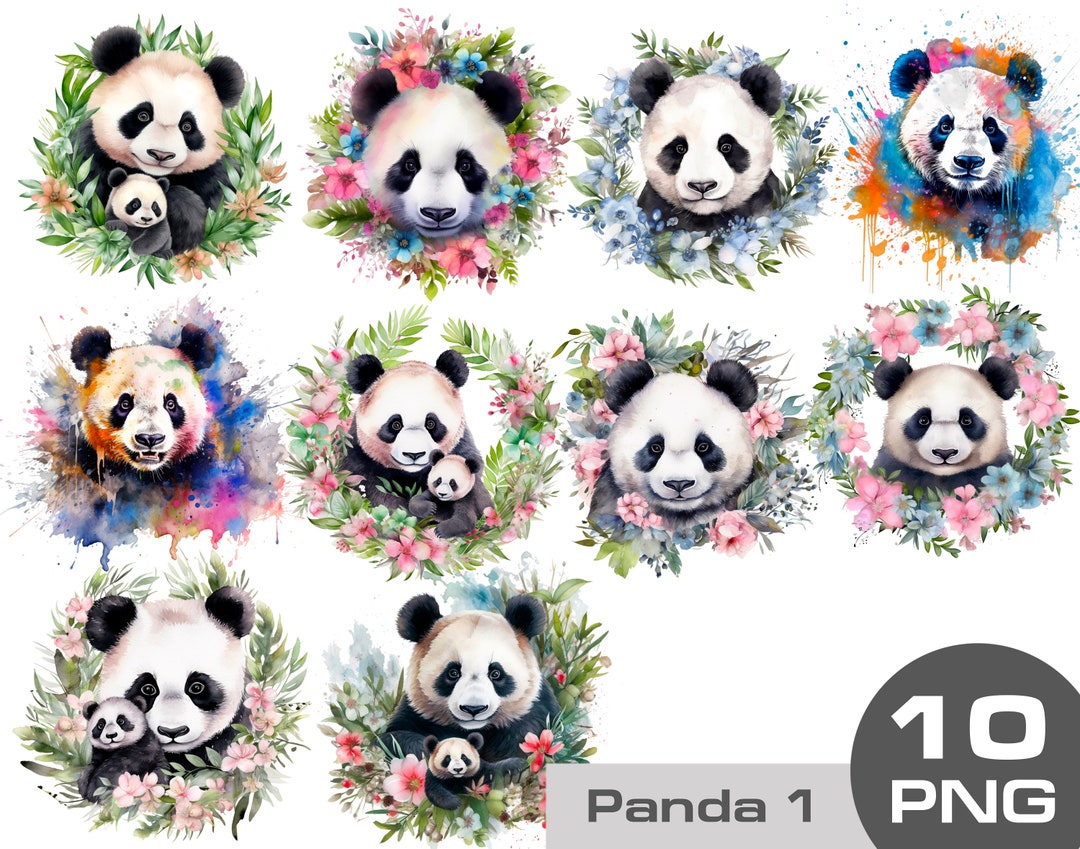 Watercolor Cute Panda Clipart, Nursery Panda Png, Panda Sublimation ...