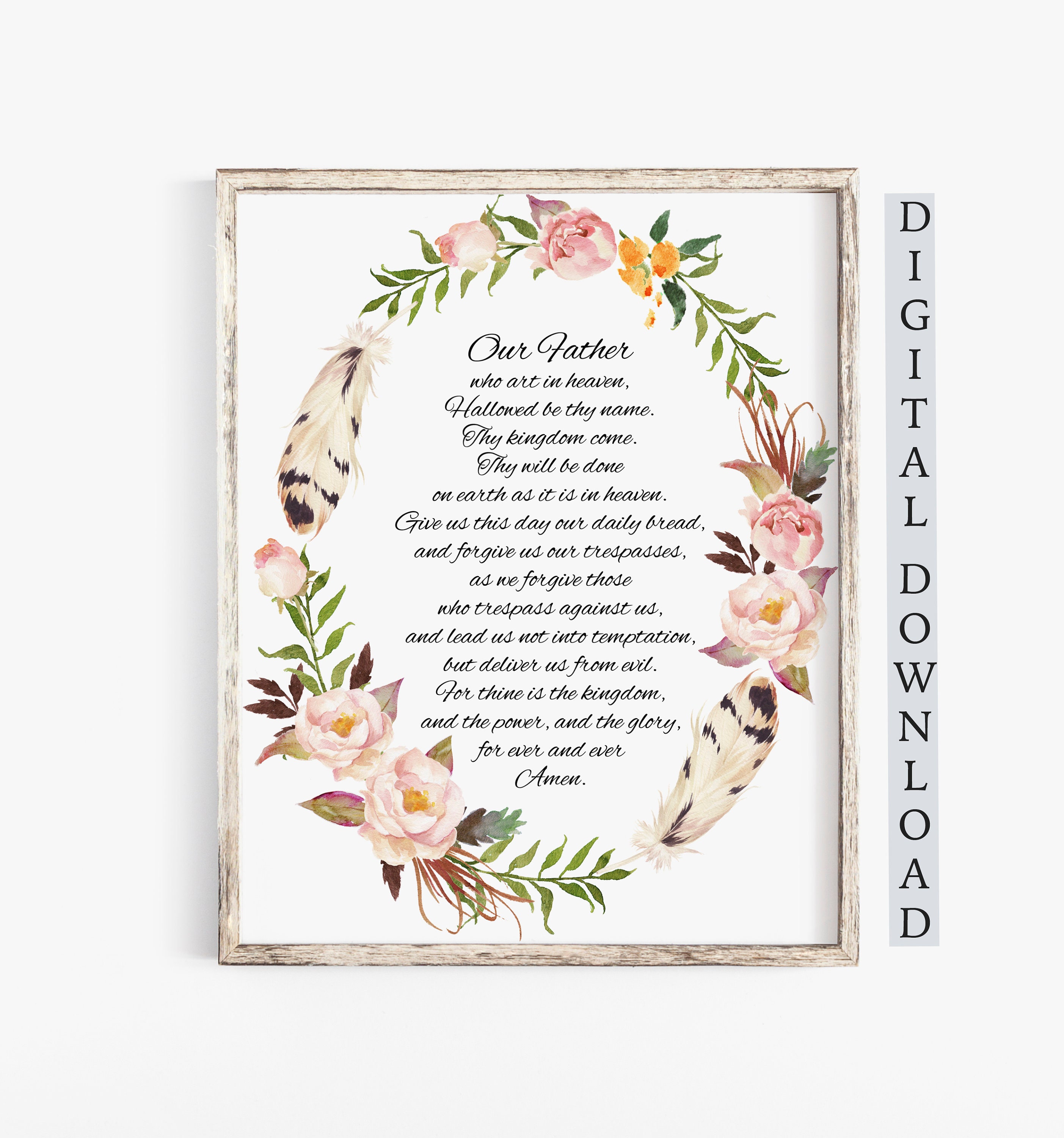 Our Father Prayer Printable Bible Verse Print The Lords | Etsy