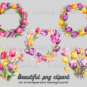 Watercolor Tulips Clipart Png, Tulips Bouquet Clipart, Spring Flowers ...