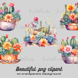 Watercolor Succulent Clipart, Cute Watercolor Cactus Clipart, Succulent ...