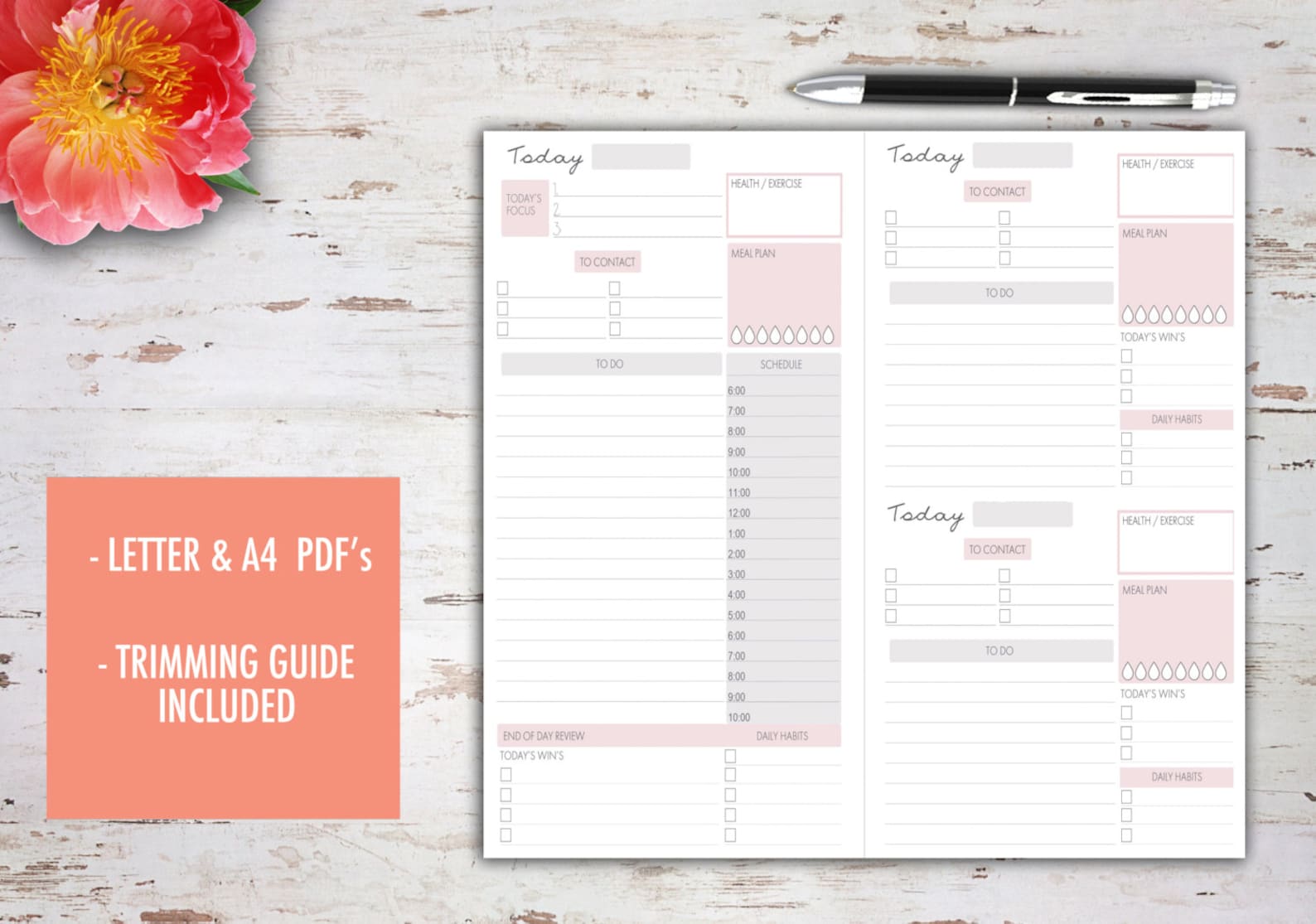 Daily Planner Inserts Planner Inserts MIDORI Insert TN - Etsy