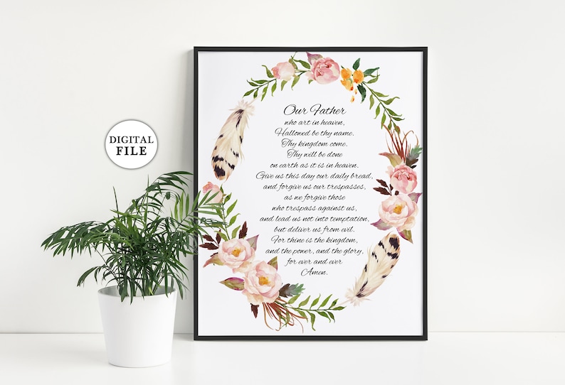 Our Father Prayer Printable, Bible Verse Print, the Lord’s Prayer Print ...