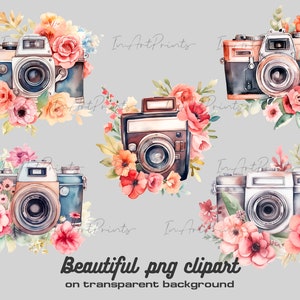 Retro Camera Clipart, Vintage Camera Clipart, Watercolor Vintage Camera ...