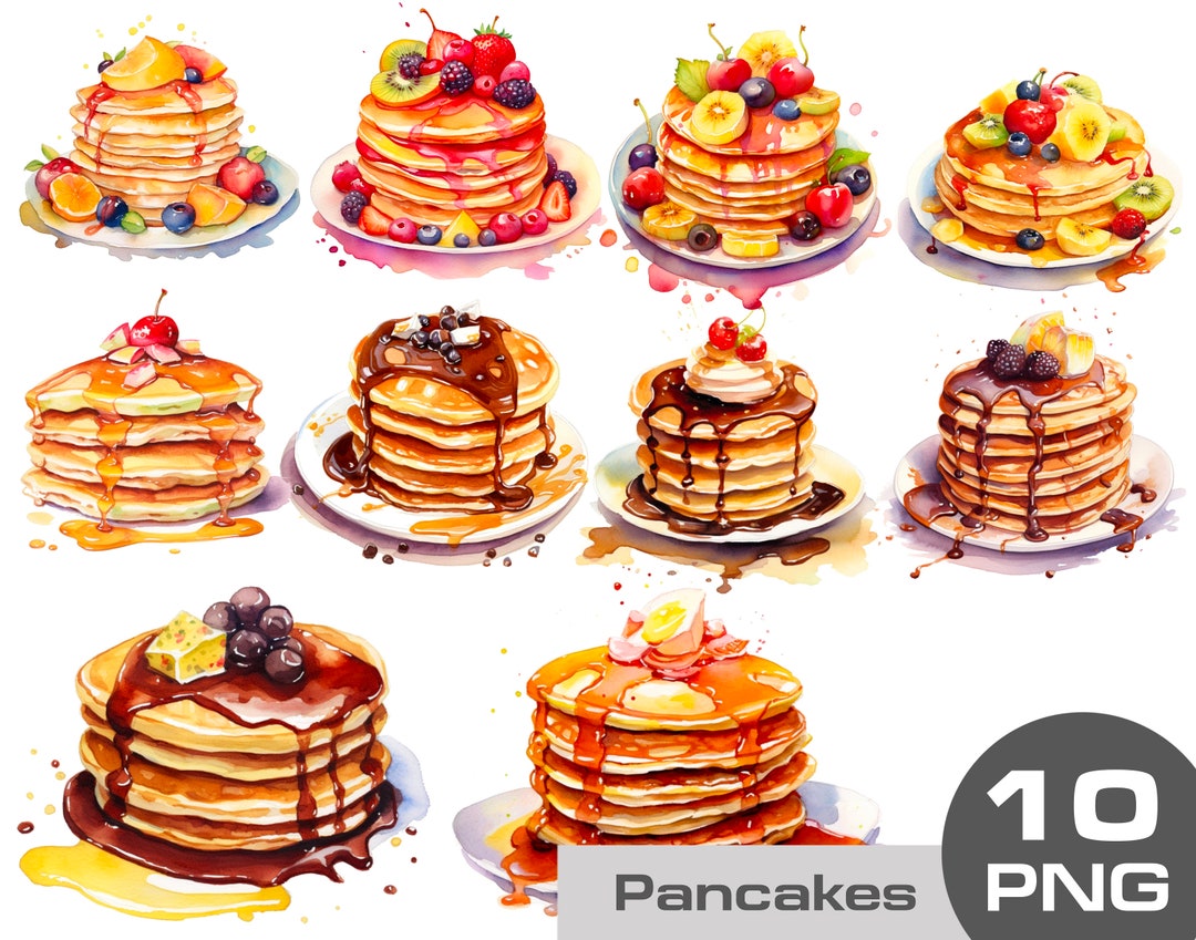 Watercolor Pancakes Clipart, Watercolour Breakfast Clipart, Pancakes ...