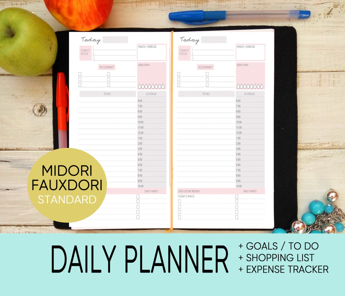 Daily Planner Inserts Planner Inserts MIDORI Insert TN - Etsy