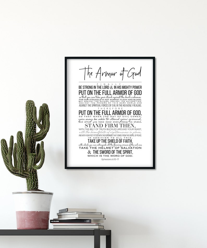 Ephesians 6:10-17 Bible Verse Wall Art Armor of God Scripture | Etsy