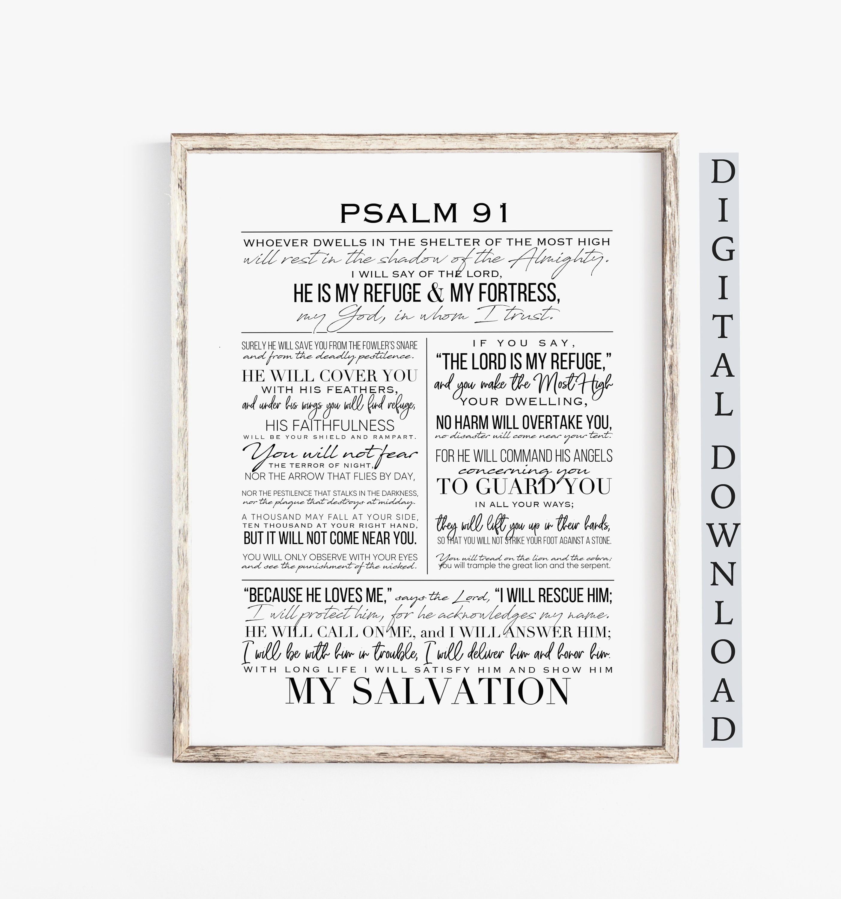 Psalm 91 Printable Bible Verse Wall Art Bible Psalm - Etsy