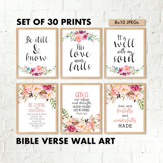 Bible Verse Wall Art Bundle Christian Wall Art Bundle 30 | Etsy