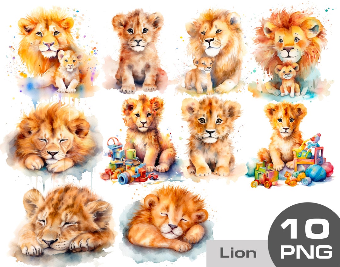 Watercolor Cute Lion Clipart, Nursery Lion Png, Lion Sublimation, Baby ...