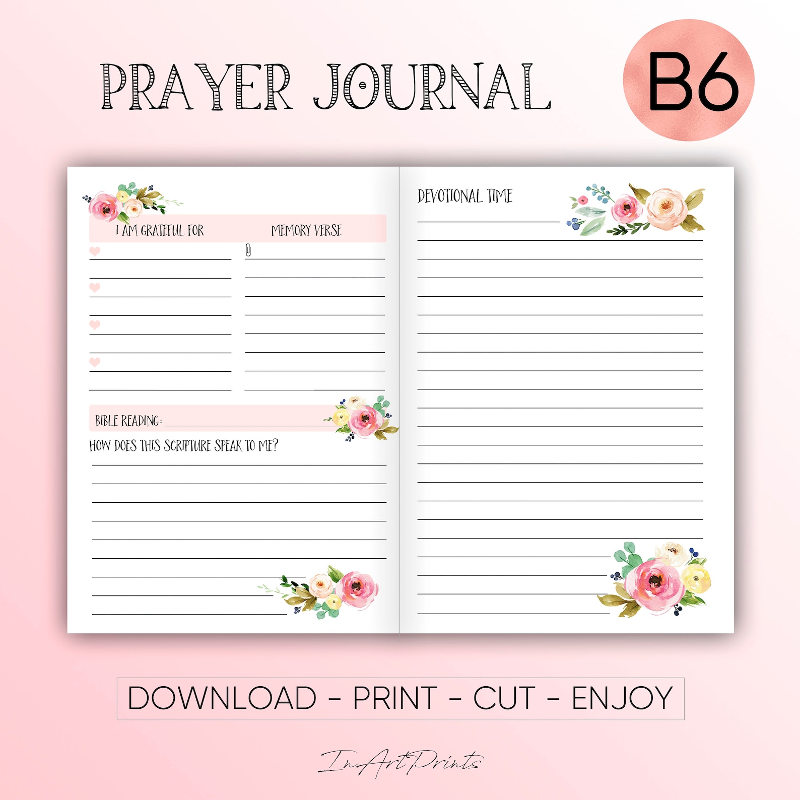 Prayer Journal Bible Journaling Bible Printable Gratitude | Etsy