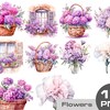 Watercolor Floral Pots Clipart Bundle, Garden Flowers Clipart, Flower ...