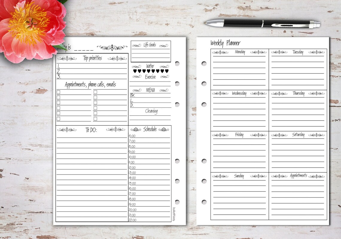 Planner Inserts A5 Planner Inserts Daily Planner Planner | Etsy