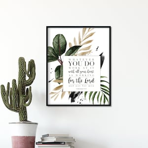 Whatever You Do, Colossians 3:23, Scripture Printable Art, Greenery ...