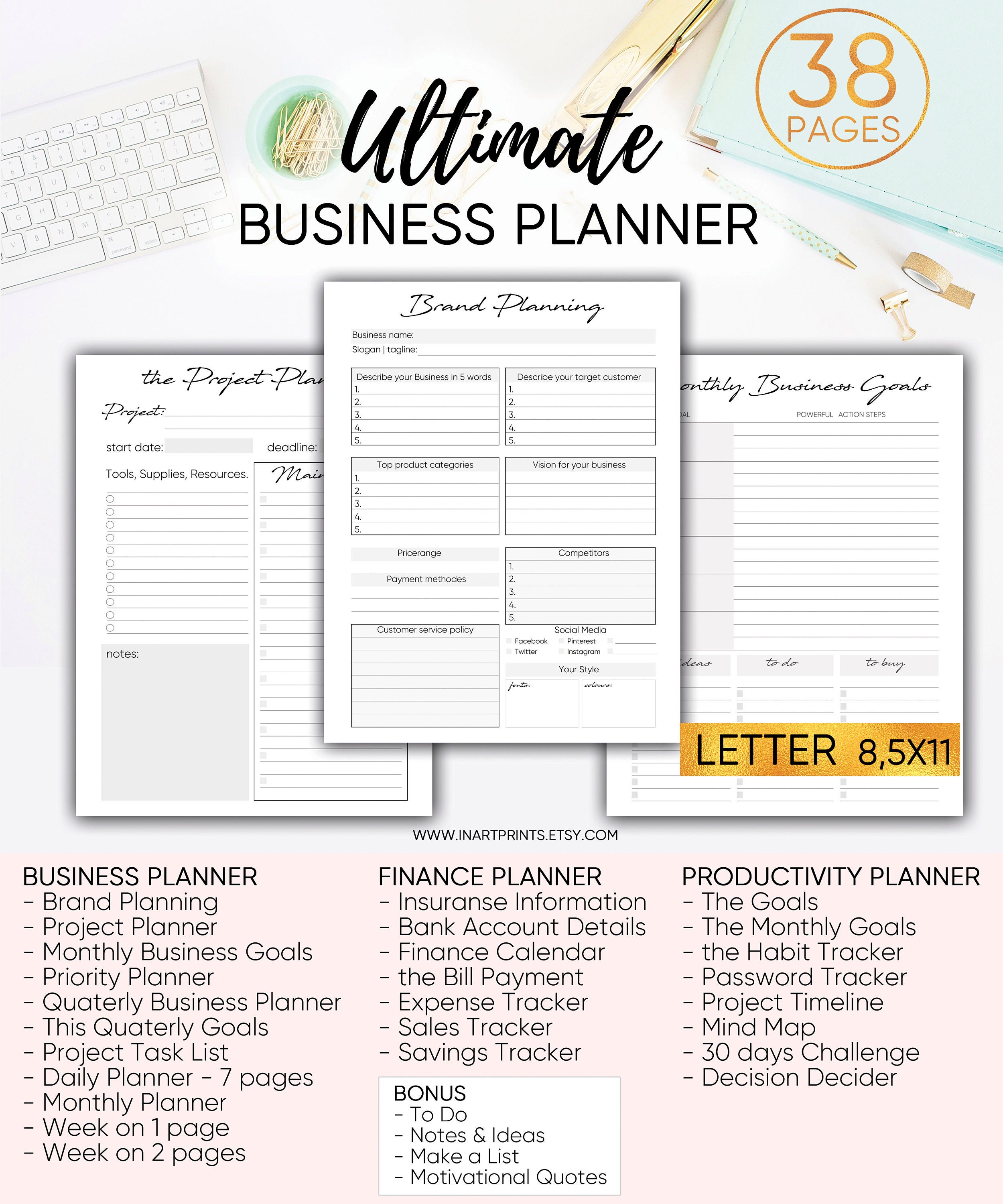 Business Planner Productivity Planner Project Planner Goals | Etsy