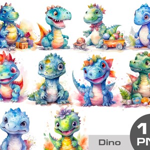 Cute Dinosaur Clipart Bundle, Watercolor Dino Png, Nursery Clipart Png ...