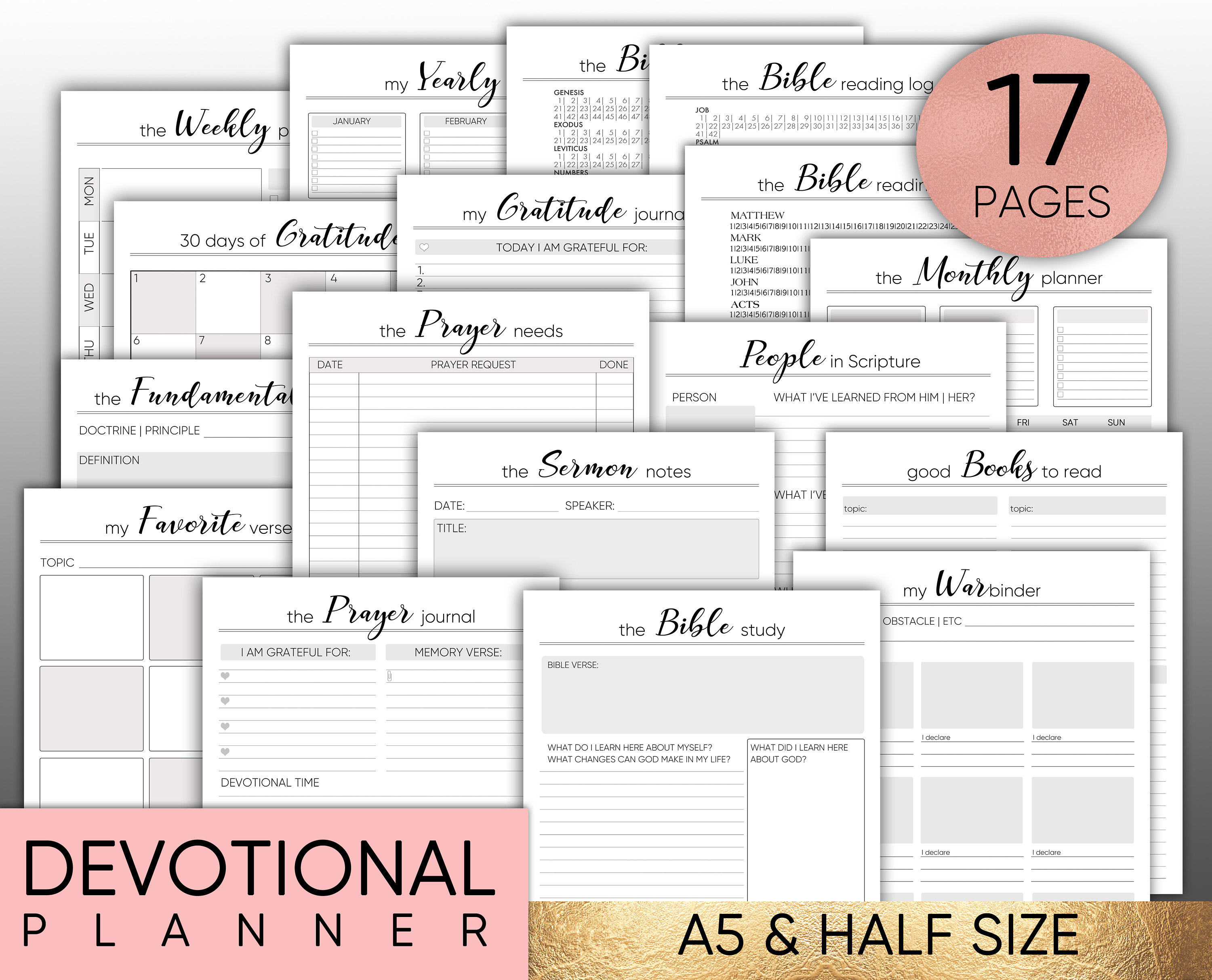 Printable Planner Inserts A5 Planner Inserts Bible Study | Etsy