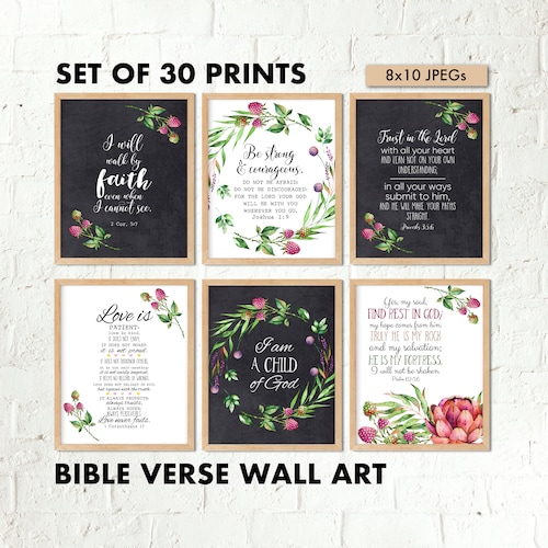 30 Bible Verse Printable Set Christian Wall Art Bundle Bible - Etsy
