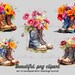 Floral Boots Clipart. Spring Garden Clipart, Watercolor Boots With ...