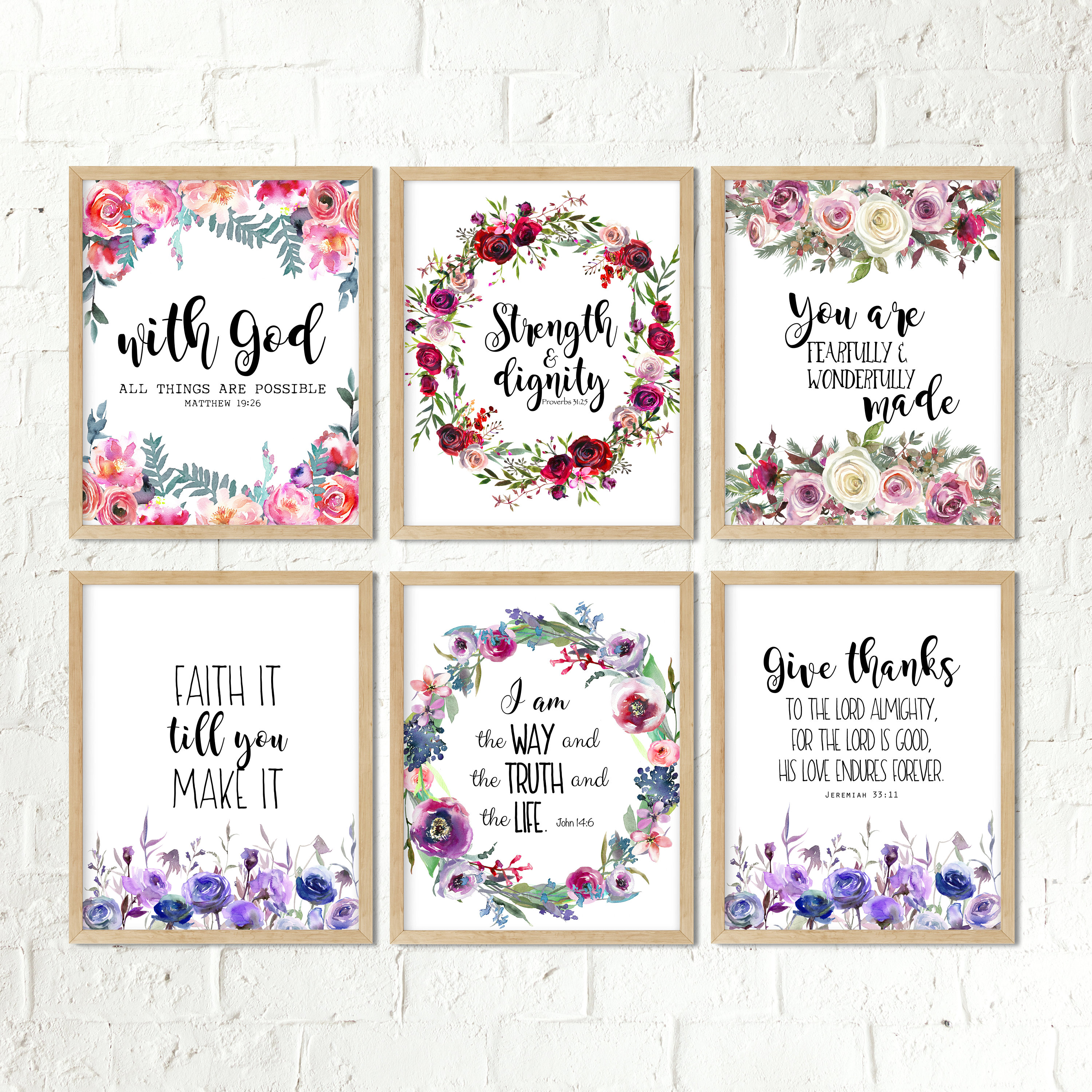 Bible Verse Printable Set Christian Printable Wall Art Bible - Etsy