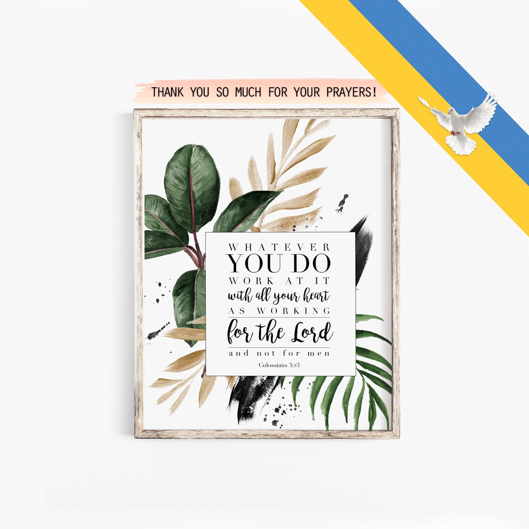 Whatever You Do, Colossians 3:23, Scripture Printable Art, Greenery ...