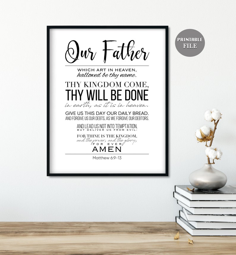 Printable Our Father Prayer Matthew 6:9-13 Bible Verse Wall - Etsy