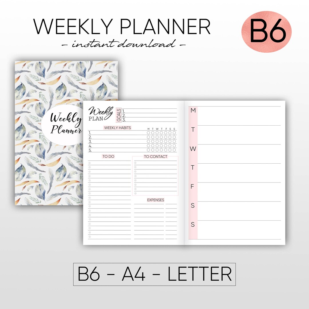 B6 Inserts, B6 Travelers Notebook, B6 Printable Inserts, B6 Planner, B6 ...