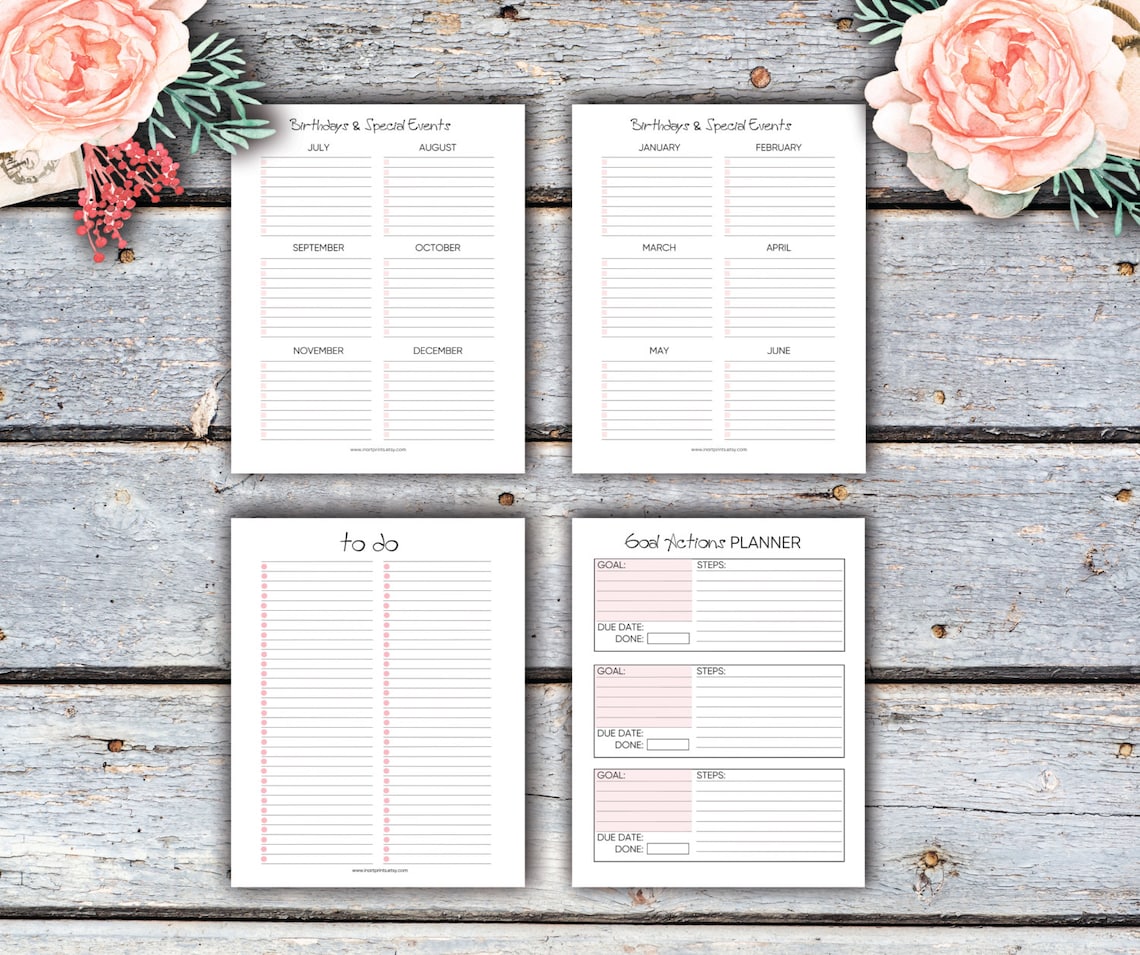 Planner Inserts Weekly Planner Daily Planner Monthly | Etsy