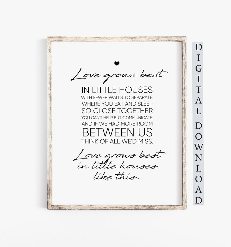 Love Grows Best in Little Houses Lyrics Printable Wall Art - Etsy