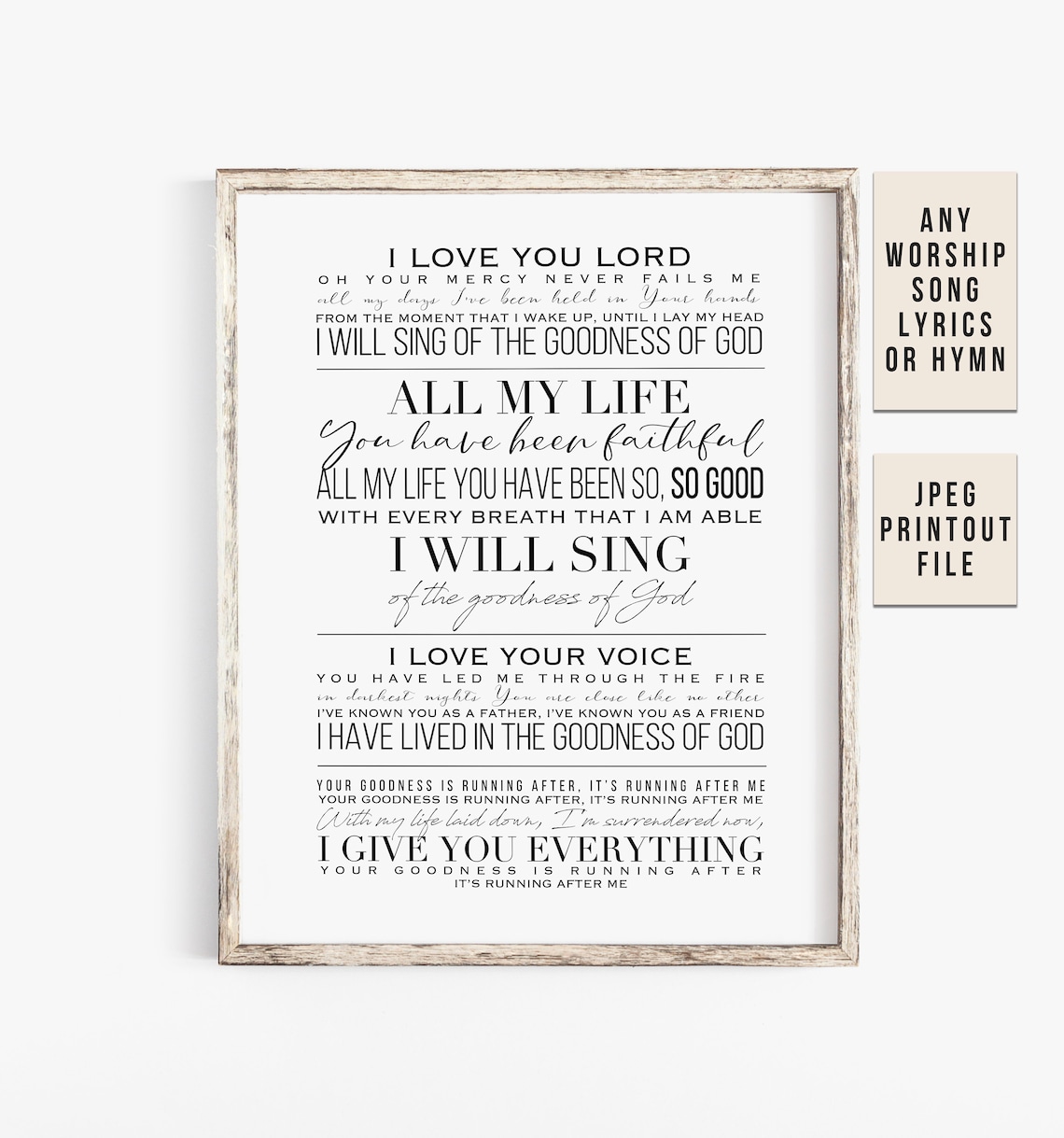 Custom Praise and Worship Song Lyrics Any Christian Song or - Etsy
