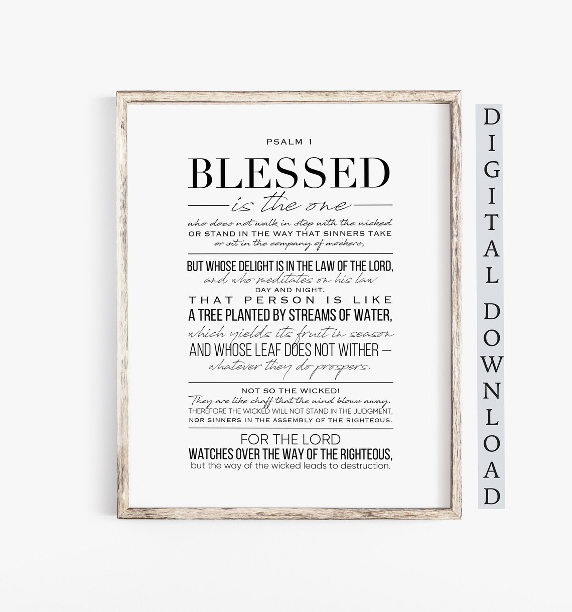 Psalm 1, Blessed is the One, Bible Quote Poster, Scripture Wall Art ...