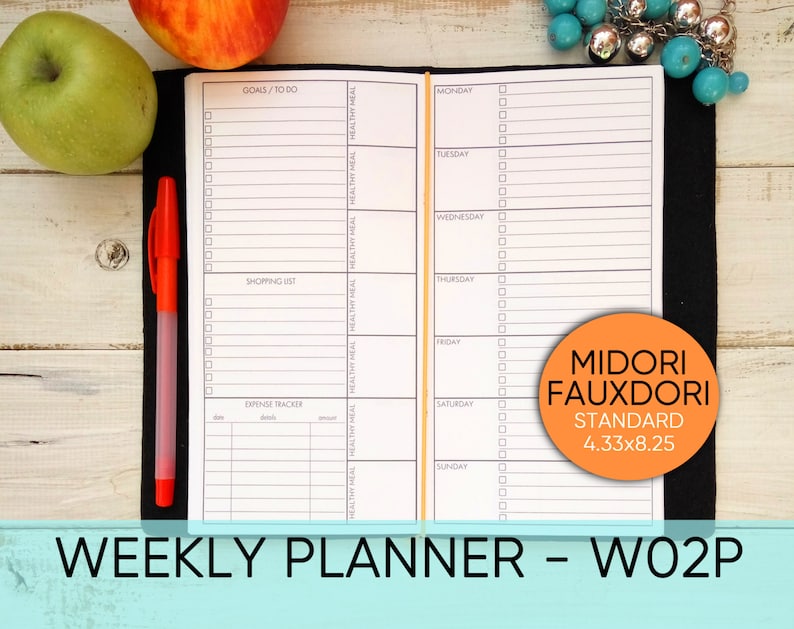 Weekly Planner Bullet Journal Midori Midori Insert - Etsy