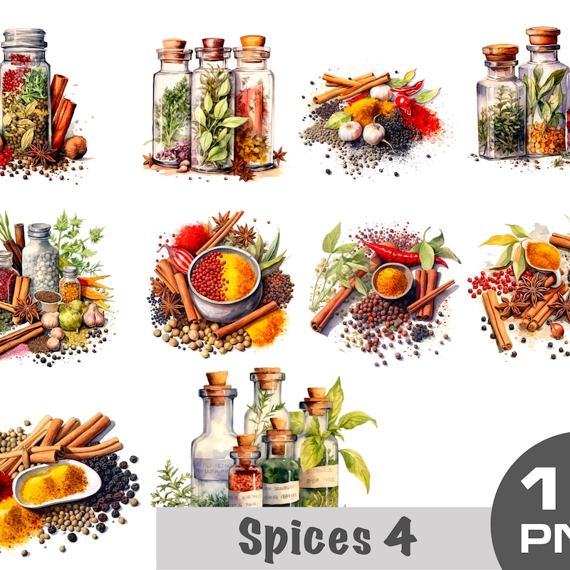 Watercolor Herbs - Etsy