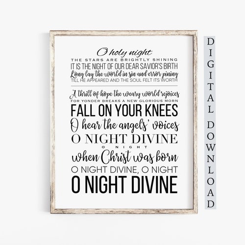 O Night Divine Printable Wall Art O Holy Night Hymn Print - Etsy