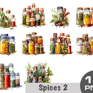 Watercolor Spice Clipart, Spice in a Jar, Cinnamon Clipart, Pepper ...