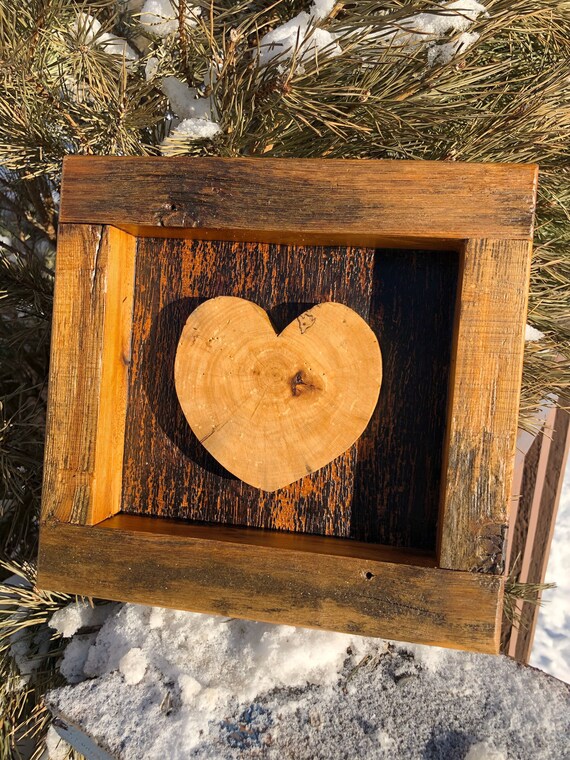 Rustic Heart Wall Tile Rustic Wall Decor 5th Wedding - Etsy