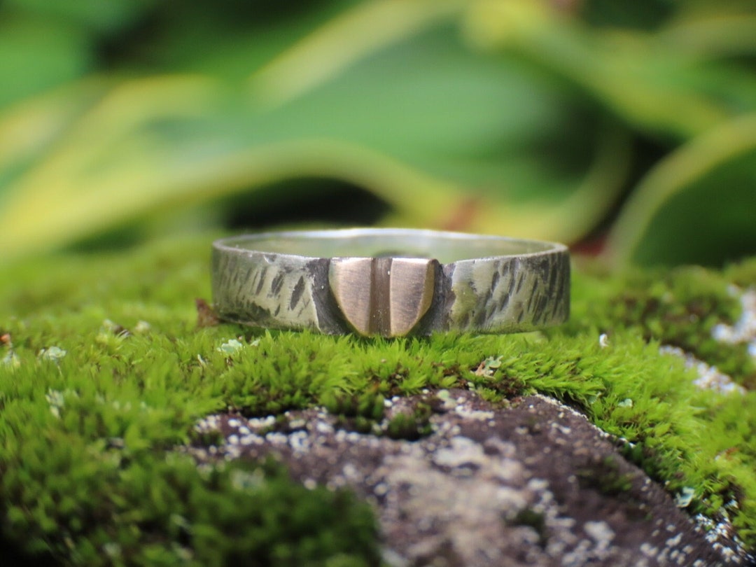 100% Made in Canada, Beaver Ring With Bronze Teeth Hammered Silver and ...