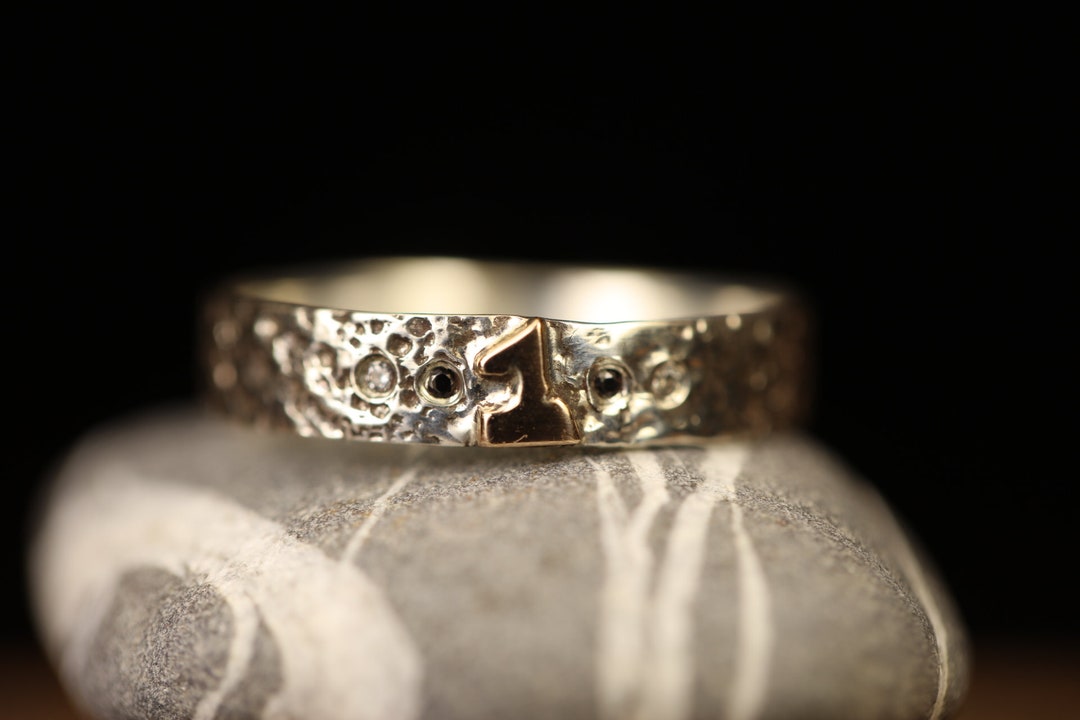 Happy New Year Ring, Black Stone, Moissanite, Men's Ring, Mens Wedding ...