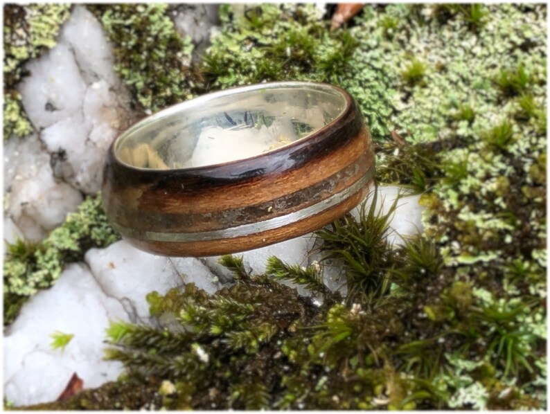 Whiskey Barrel and Silver Line Ring A Vintage Wedding Ring - Etsy