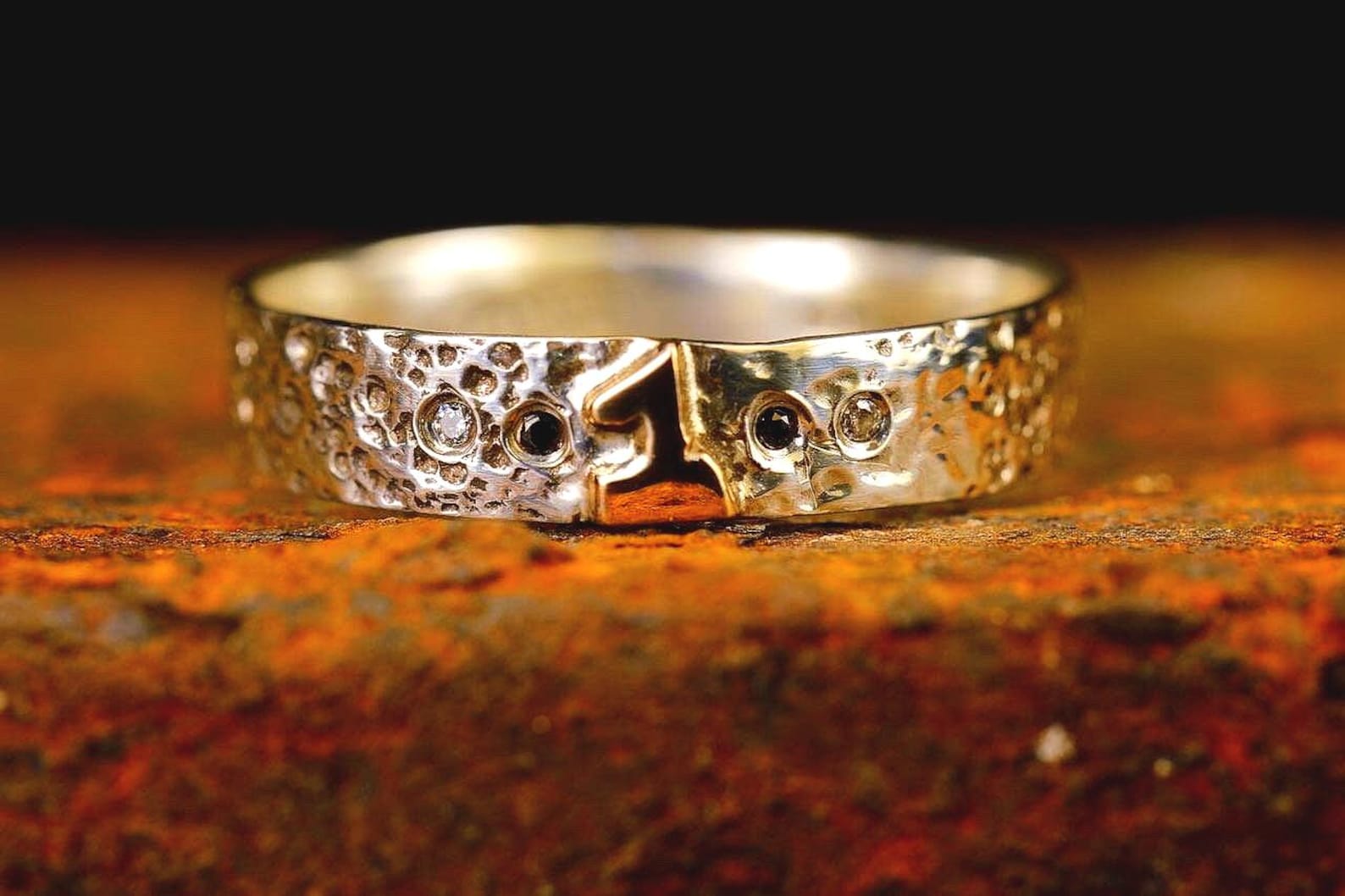 Happy New Year Ring, Black Stone, Moissanite, Men's Ring, Mens Wedding ...