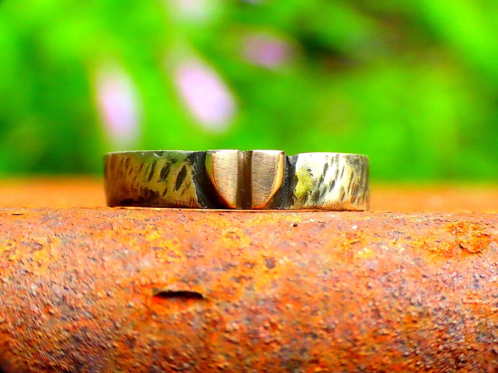 100% Made in Canada, Beaver Ring With Bronze Teeth - Hammered Silver ...