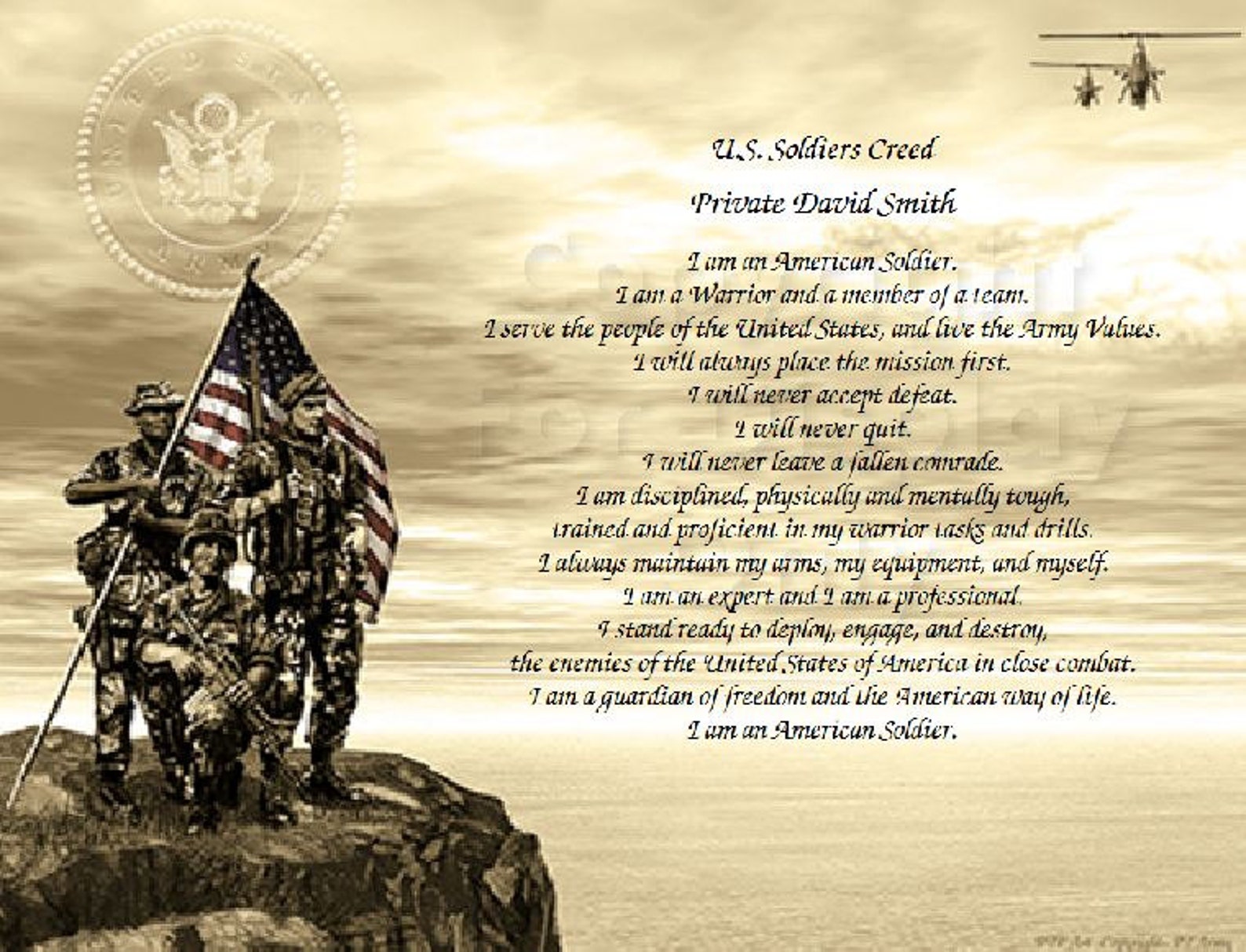 U.S. Army Soldier's Creed Personalized Print - Etsy