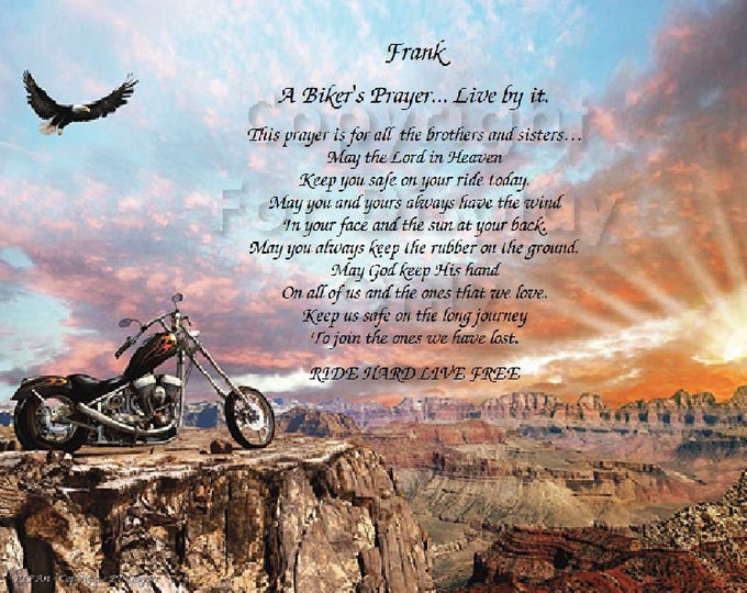 Personalized Biker's Prayer Print - Etsy
