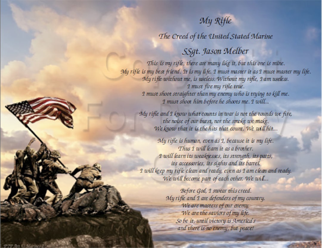U.S. Marine Corps Creed -- My Rifle -- Personalized Print - Etsy