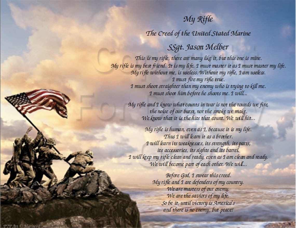 U.S. Marine Corps Creed -- My Rifle -- Personalized Print - Etsy